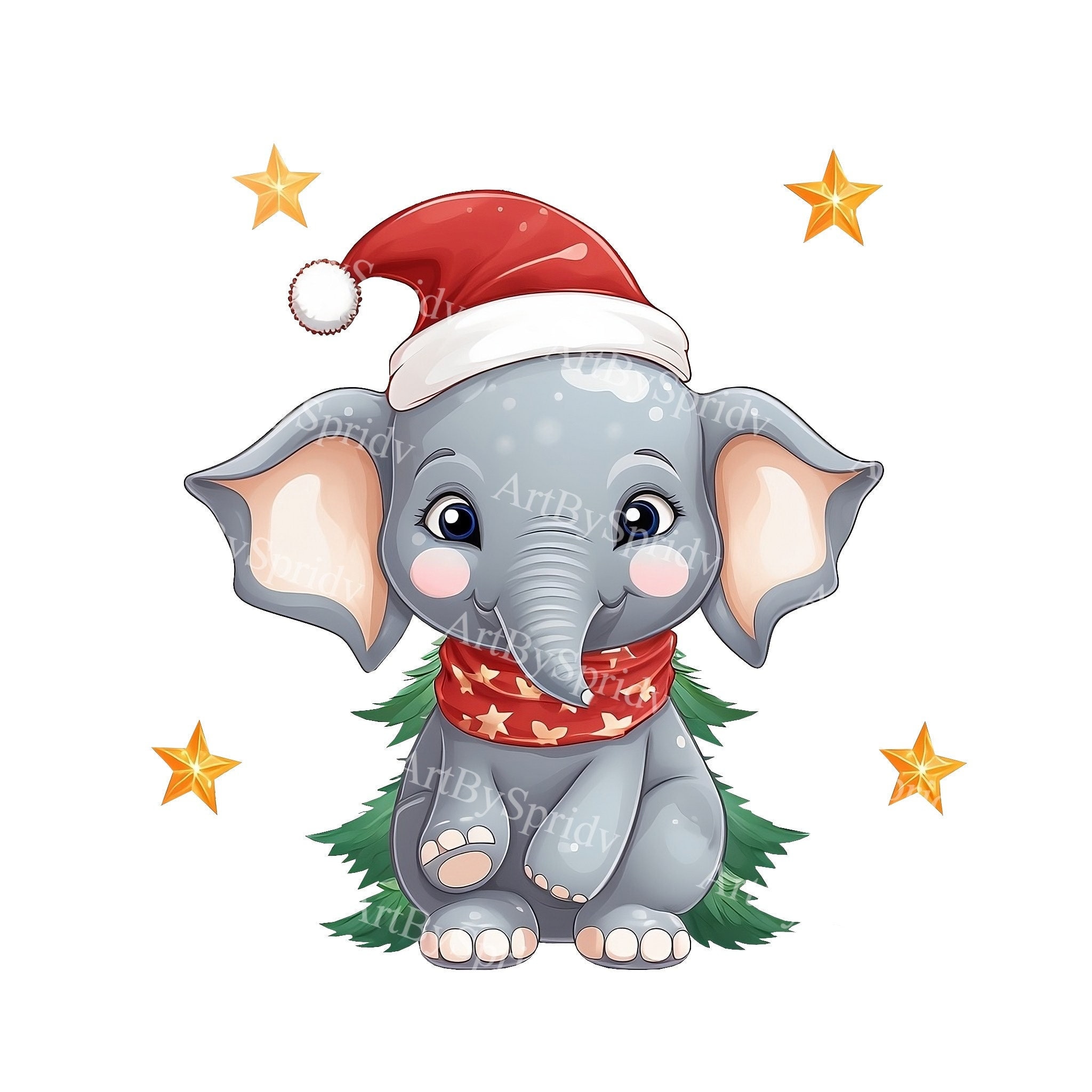 Christmas Elephant Clipart