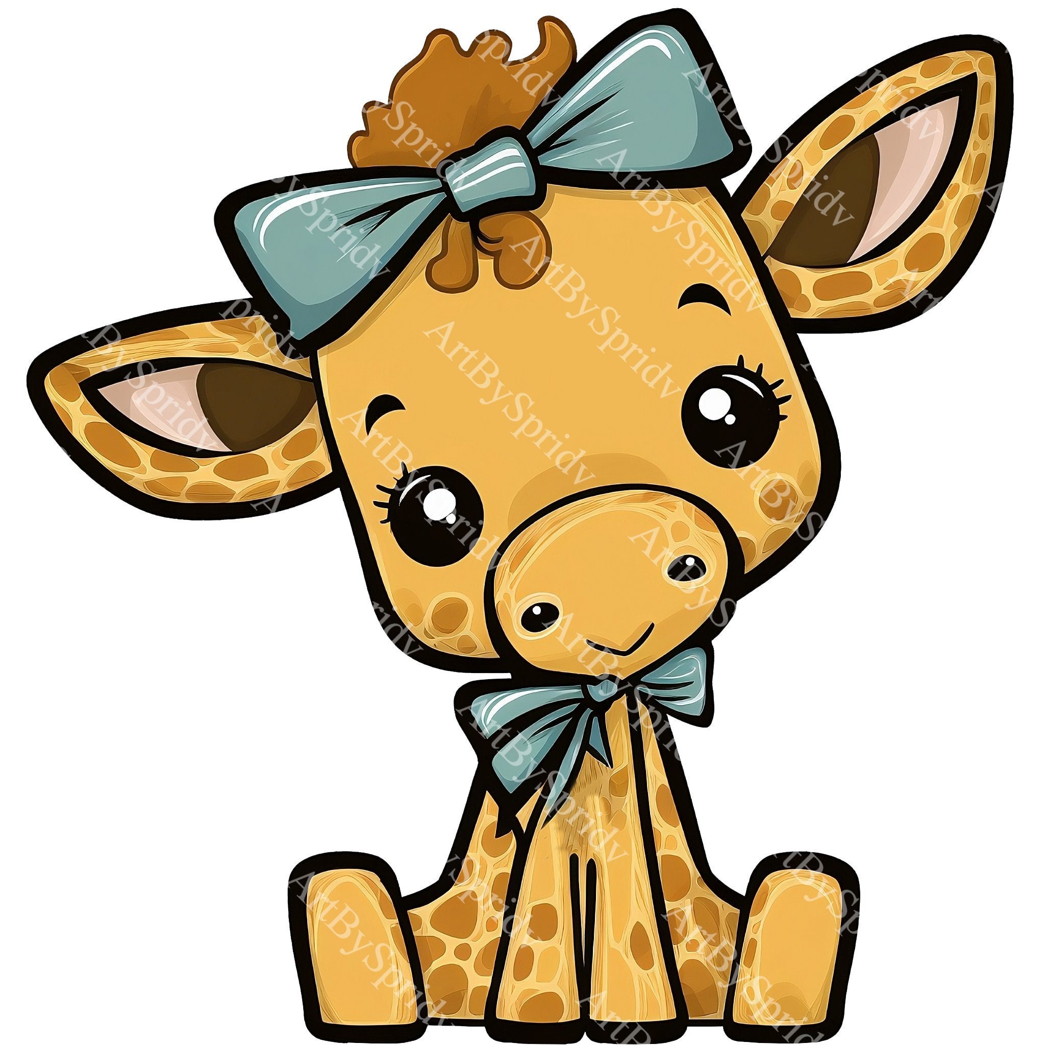 Adorable Baby Giraffe With A Bowtie PNG Cliparttransparent - Etsy