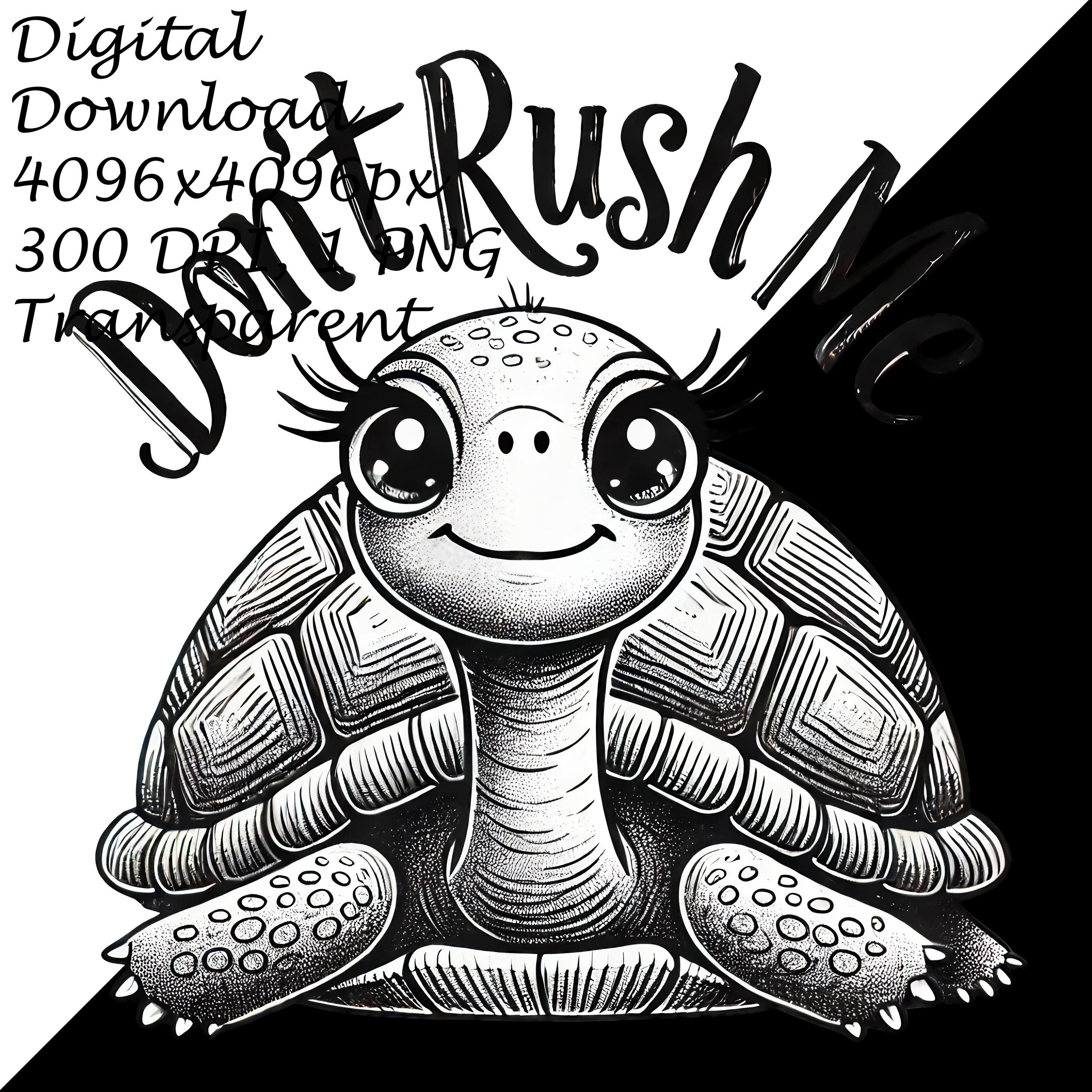 Don’t Rush Me Turtle Clipart PNG | Cute Turtle Illustration | Funny ...