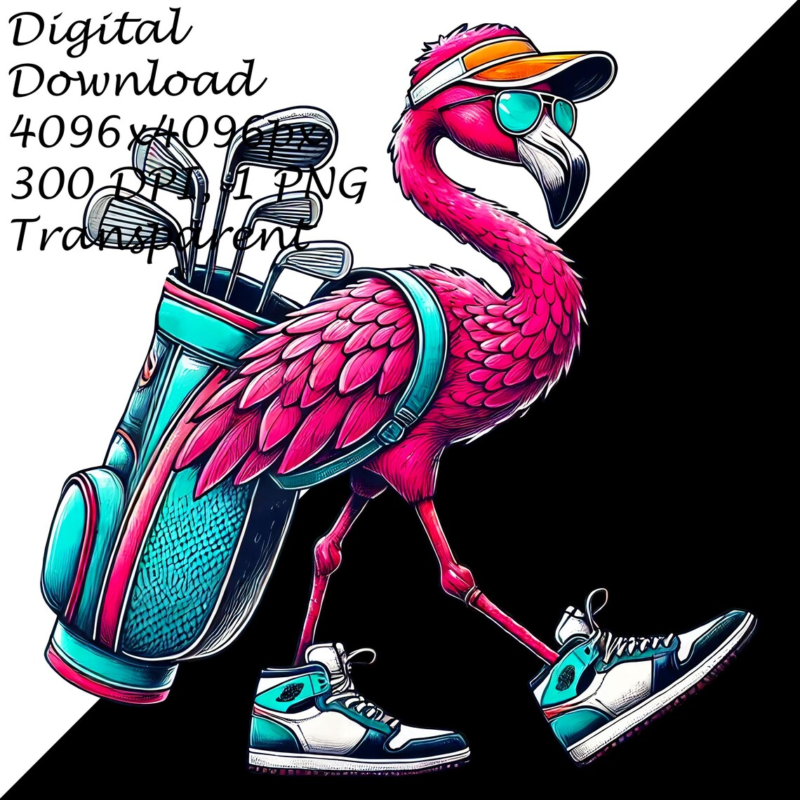 Cool Flamingo Golf PNG Clipart | Funny Cartoon Sports Design | Digital ...