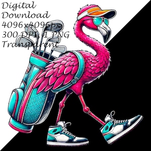 Cool Flamingo Golf PNG Clipart | Funny Cartoon Sports Design | Digital ...