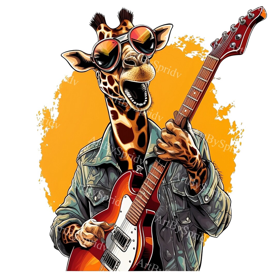 Giraffe Playing Guitar Transparent PNG Clipart, Kid/adult Digital ...