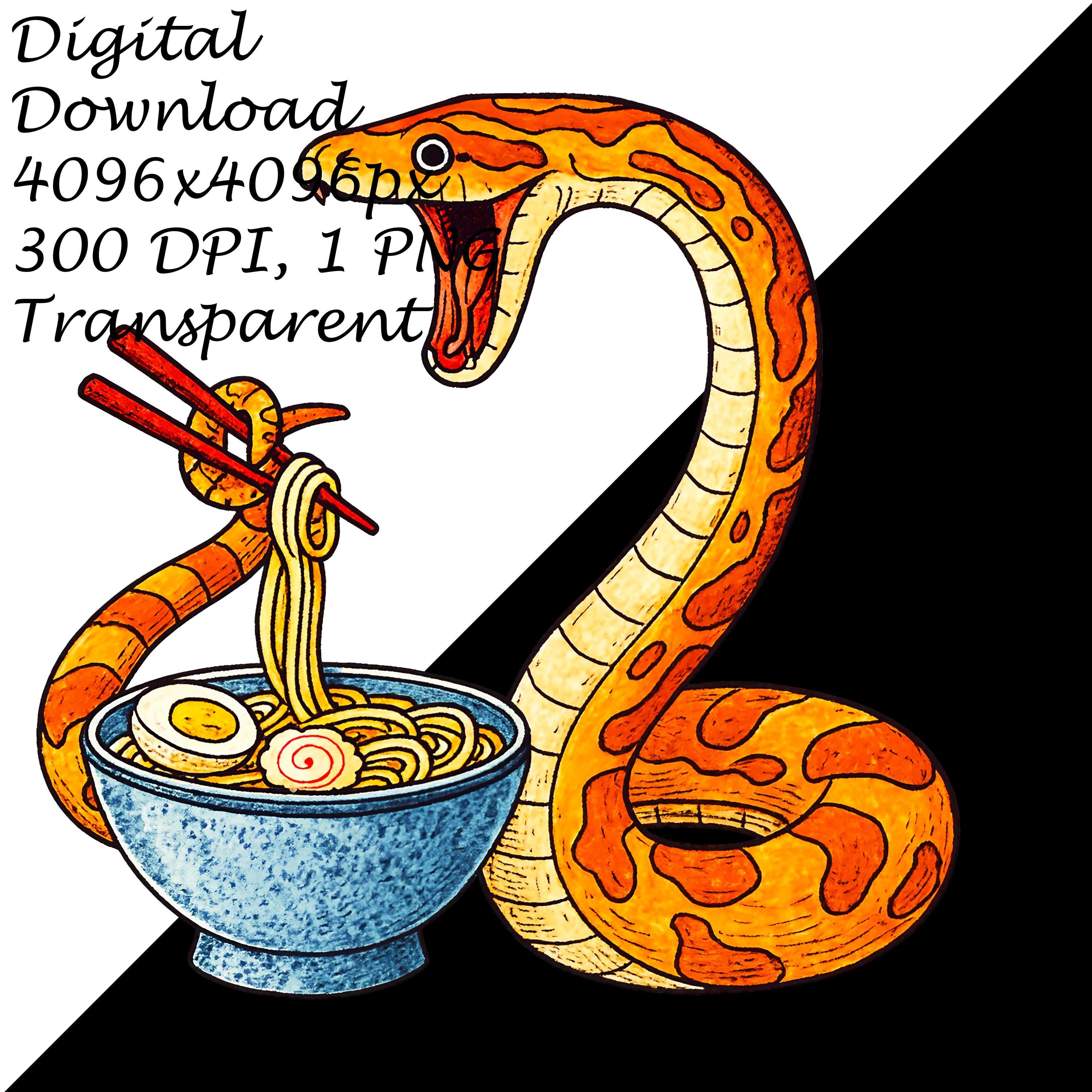 Ramen Snake Clipart Transparent PNG | Cute Snake Eating Noodles With ...