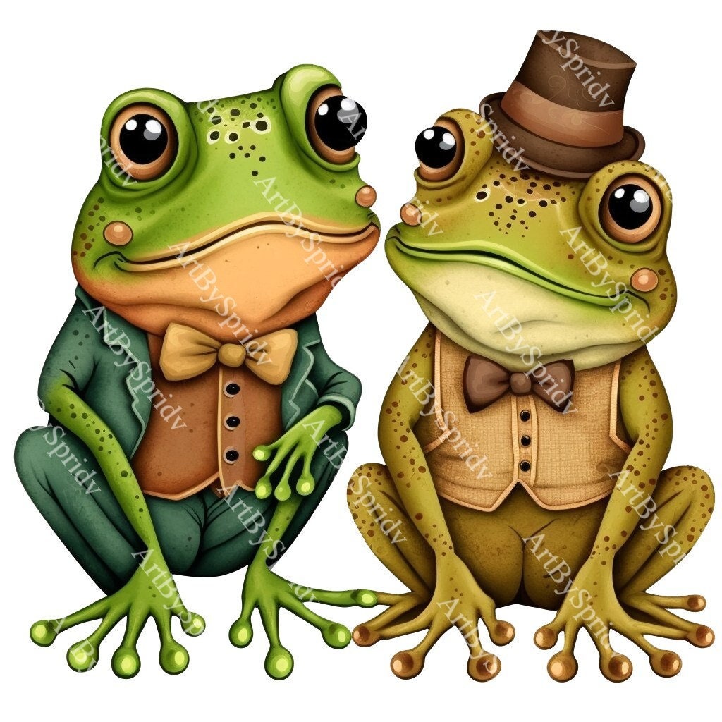 Cute Frog and Toad PNG Clipart Transparent Animal Clip Art - Etsy Australia