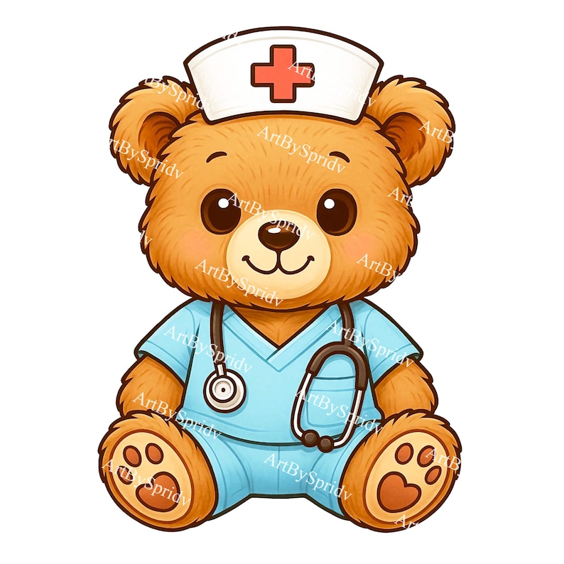 Teddy Bear Nurse PNG Clipart - Cute Kawaii Bear in Scrubs With ...