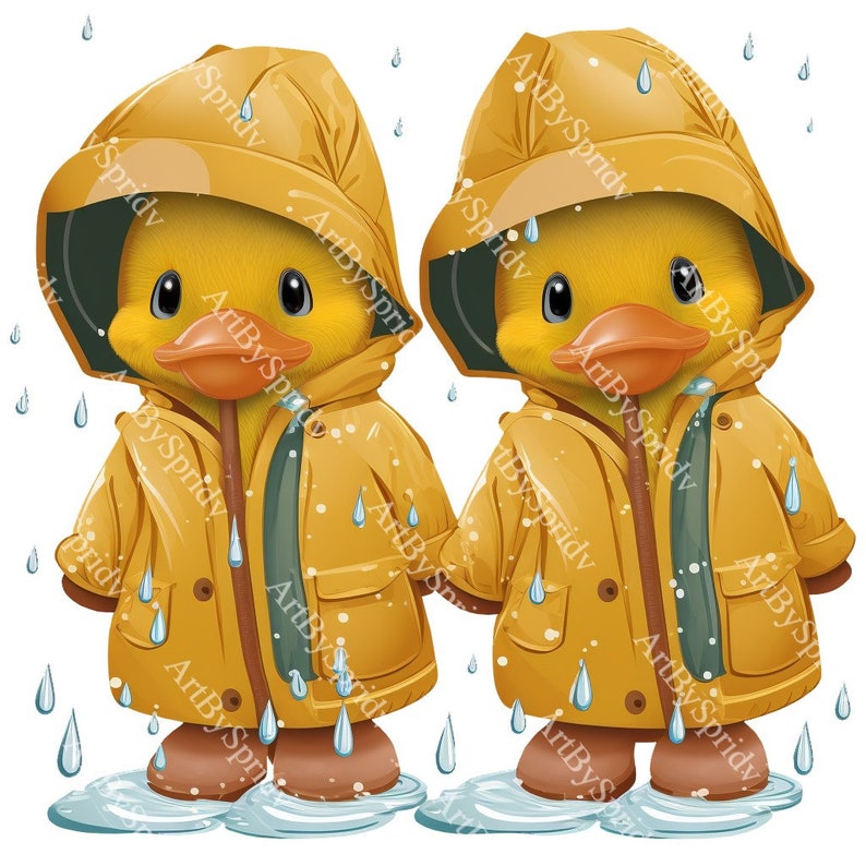 Cute Duck Clipart Transparent PNG | Ducks in Yellow Raincoats | Rainy ...