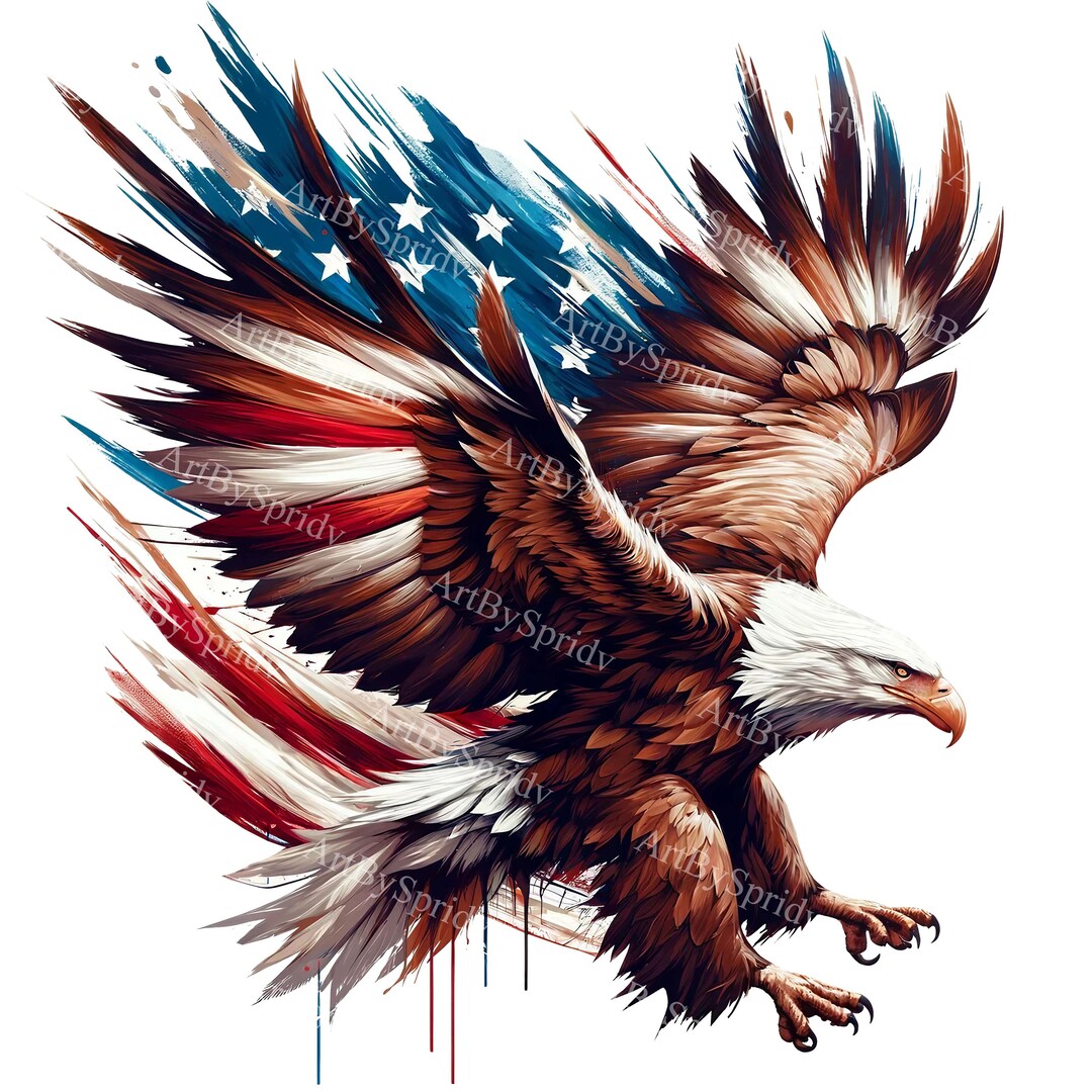 USA Patriotic American Bald Eagle With Flag on Wings PNG Clipart ...