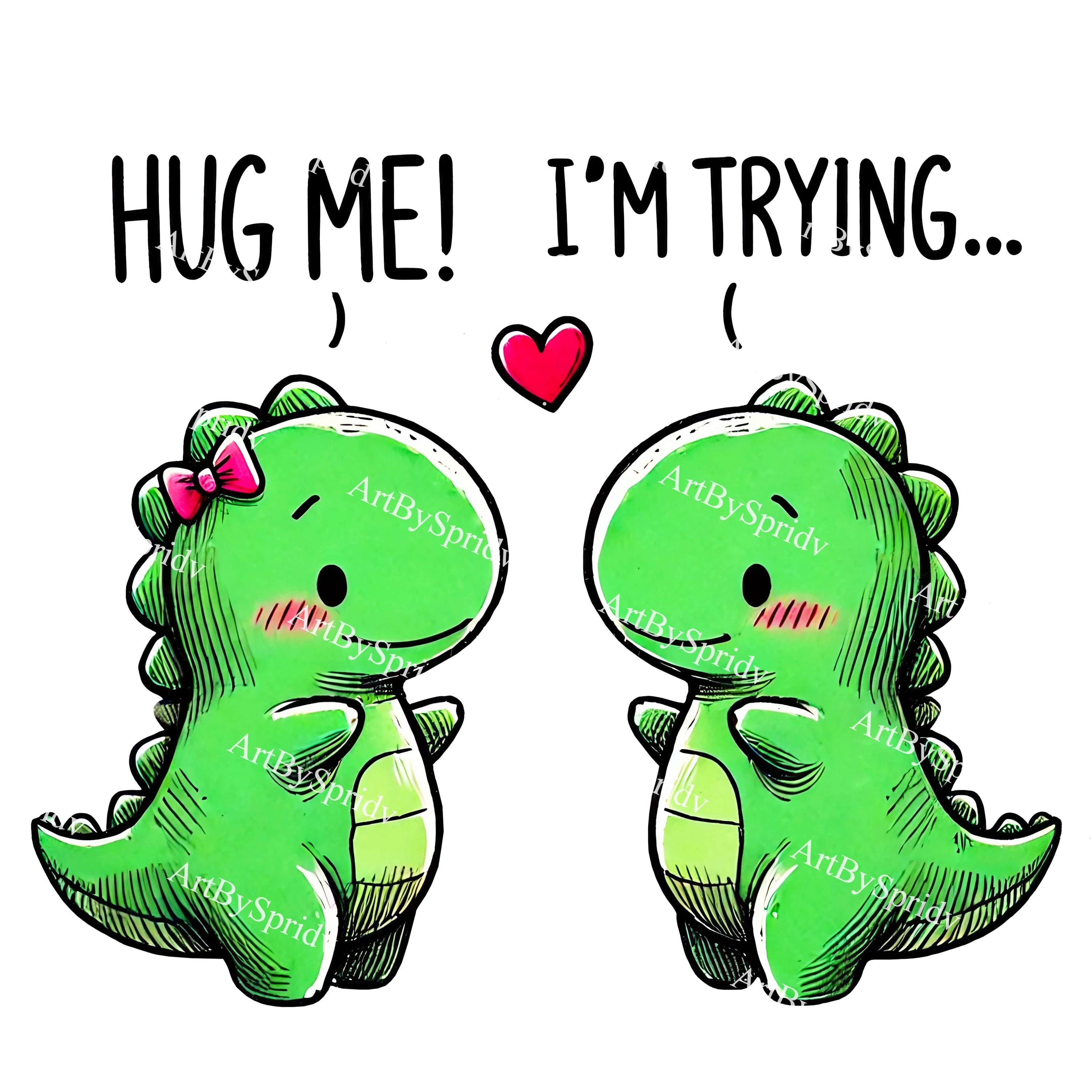 Dinosaur Hug Clipart Transparent PNG, Cute Dino Digital Download ...
