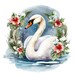 Elegant Christmas Swan Clipart – Festive Swan With Holly and Flowers ...