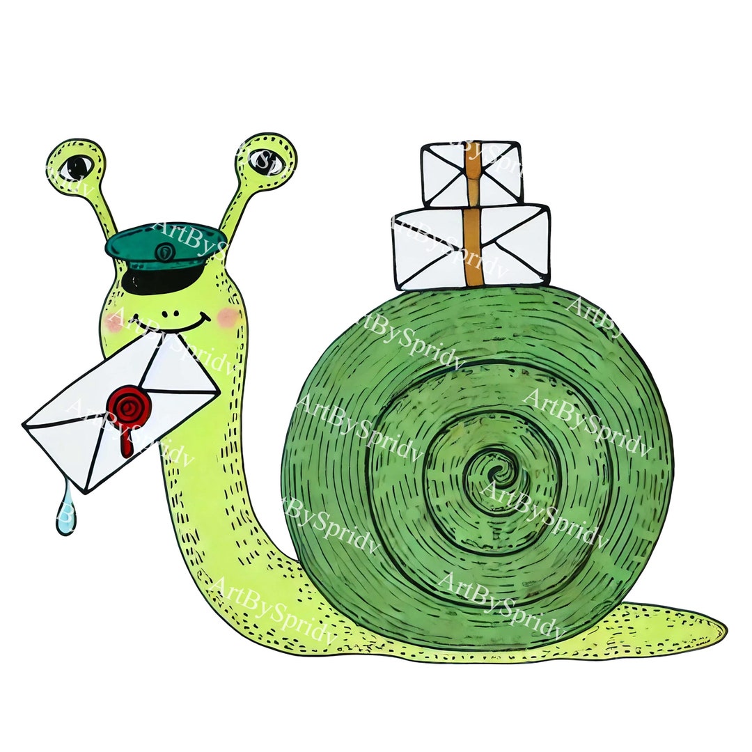Whimsical Snail Postman Download PNG Clipart,snail Mail Cute Postal ...