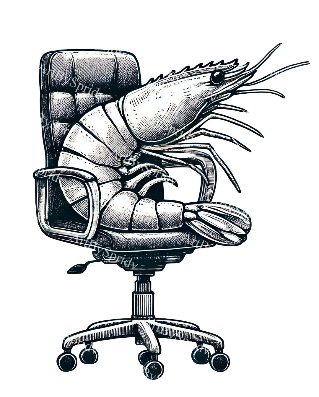 Funny Shrimp PNG Clipart - Shrimp Sitting on Office Chair - Quirky ...