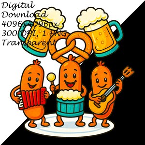 Oktoberfest Sausage Band PNG Clipart - Cute Bratwurst Musicians With ...