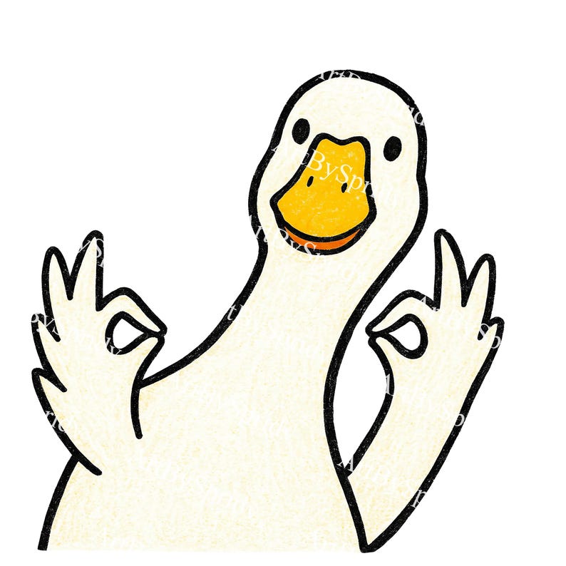 Silly Goose OK Hand PNG Clipart, Funny Goose Sticker, Cute Meme Bird ...