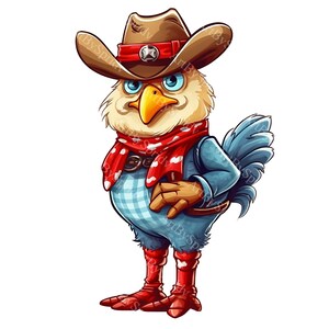 Adorable Chicken Clipart in Cowboy Hat and Boots-farm Animal PNG, Cute ...