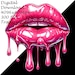 Glossy Dripping Lips Clipart - Vibrant Pink Lip Art PNG, Digital ...