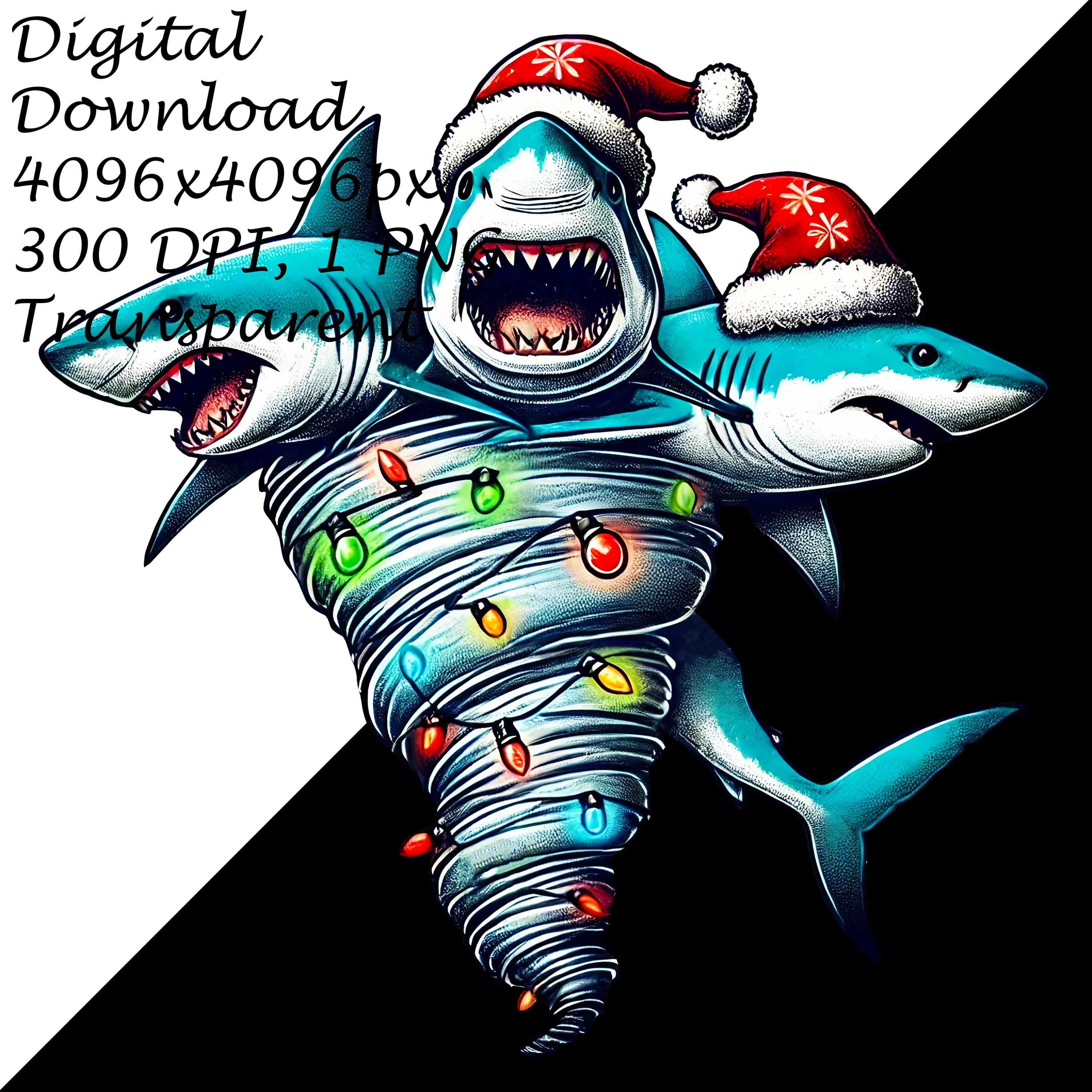 Christmas Shark Tornado PNG Clipart, Festive Holiday Sharks With Santa ...