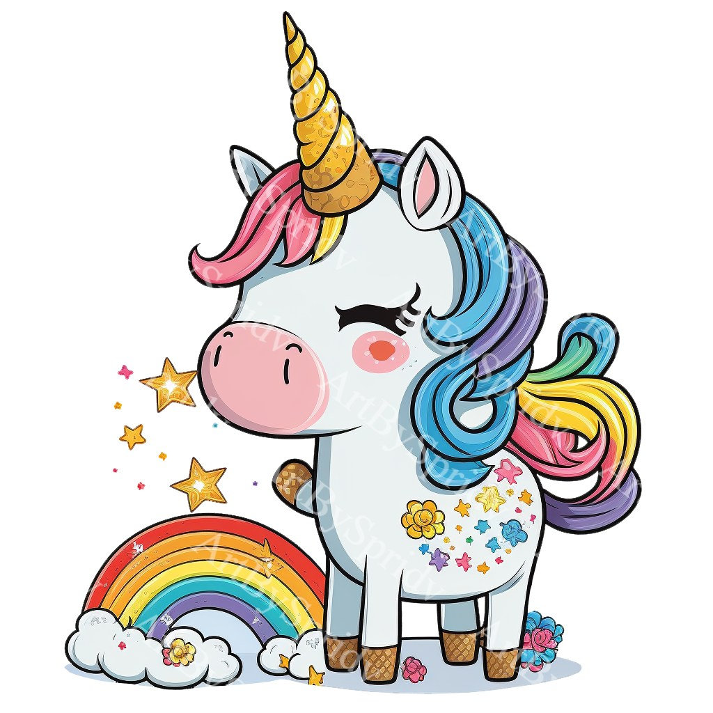 Cute Unicorn PNG Transparent Clipart Kids Cartoon - Etsy