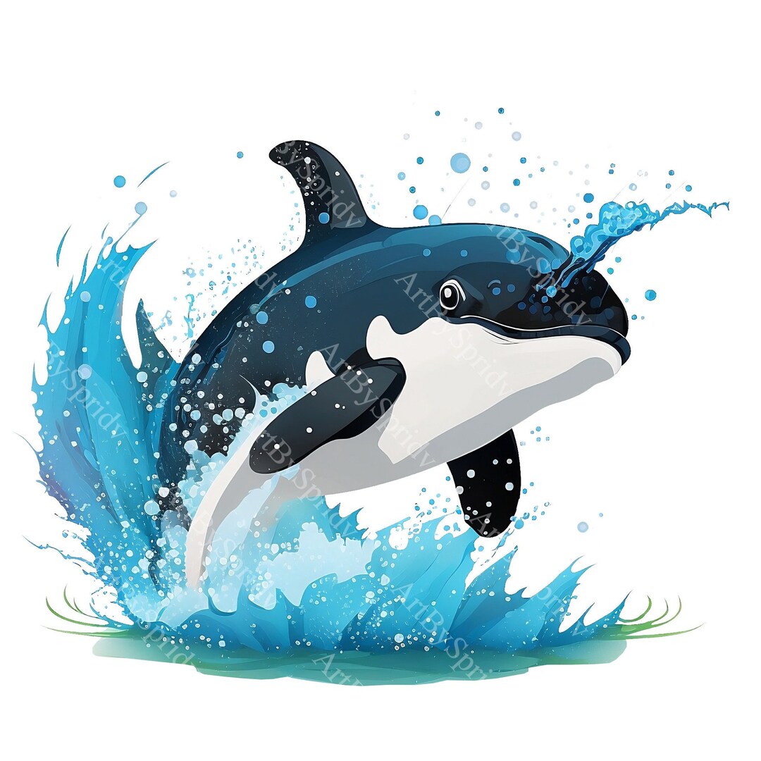 Baby Orca Transparent PNG Clipart, Cute Ocean Animal Illustration ...