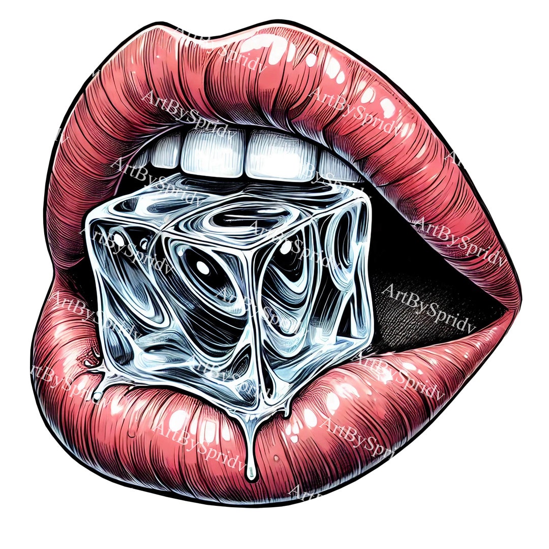 Bold Lips Holding Ice Cube PNG Clipart, Sexy Mouth With Realistic Ice ...