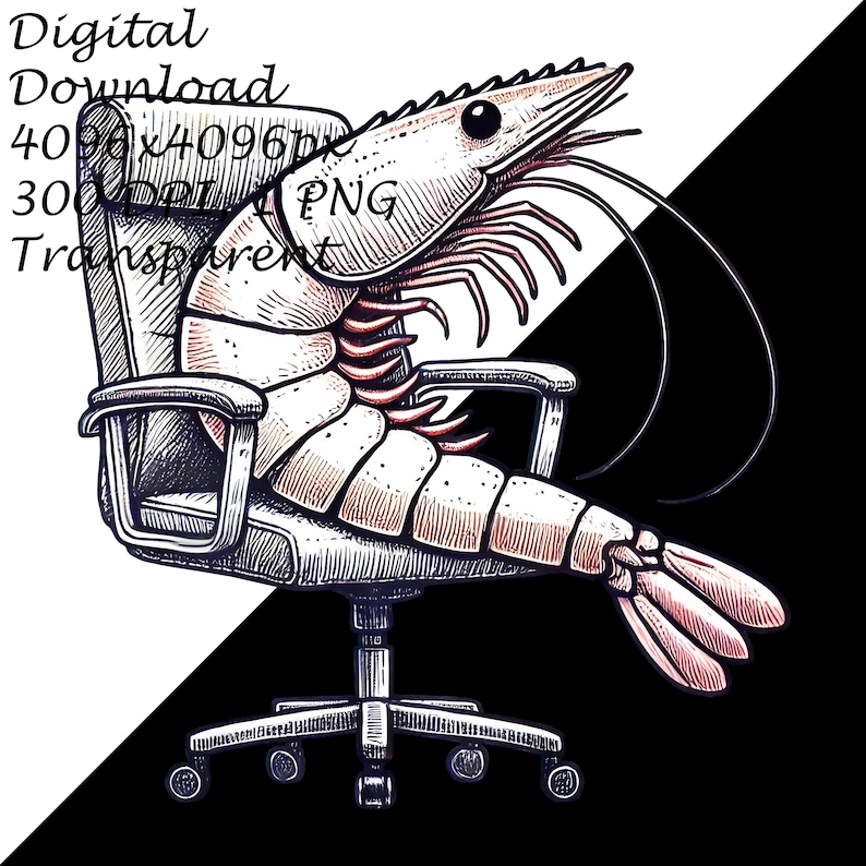 Shrimp on Office Chair Clipart PNG, Quirky Animal Illustration for ...