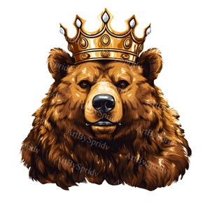 Regal Bear With Gold Crown PNG Clipart, Animal King Illustration ...