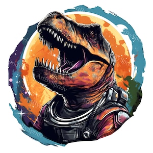 Epic T-rex in Space Suit PNG Clipart, Cosmic Galaxy Dinosaur Digital ...