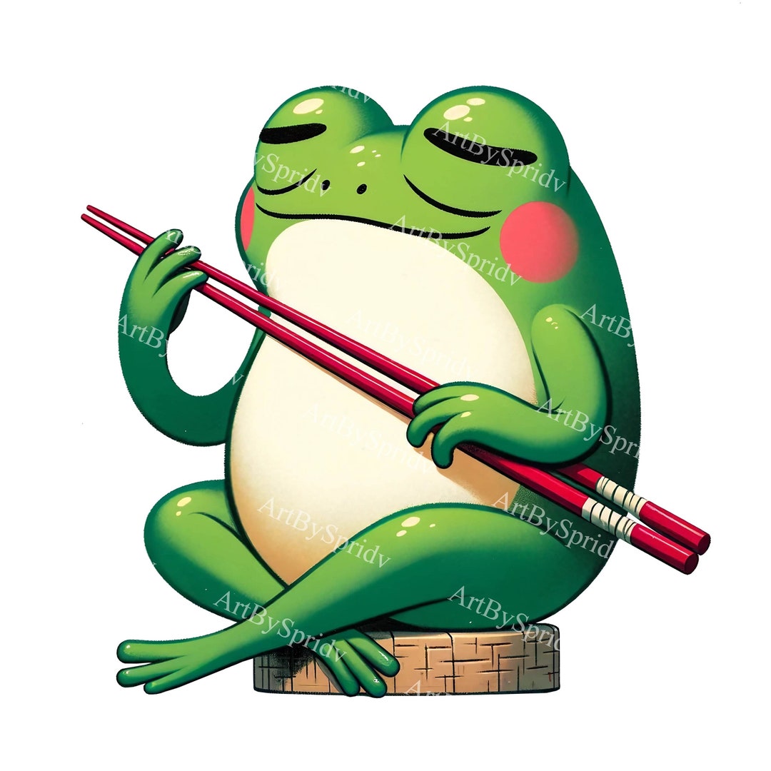 Chinese Style Green Frog Clipart | Asian Inspired Digital Art ...