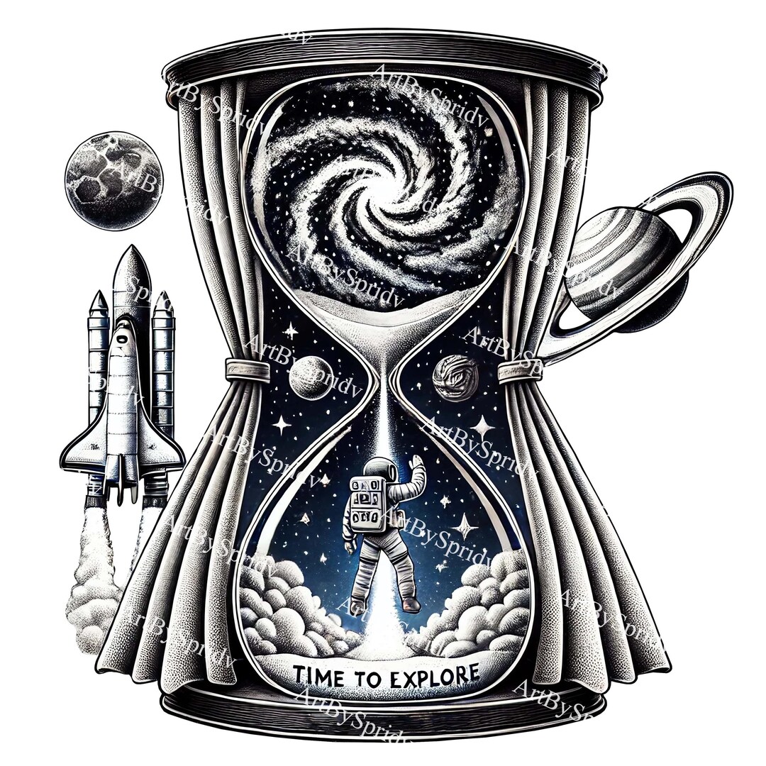 Cosmic Space Hourglass Clipart | Astronaut and Galaxy Illustration ...