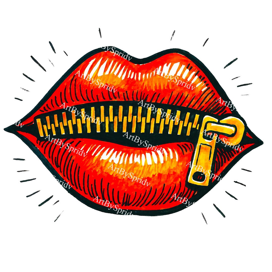 Zipper Red Lips Transparent PNG Clipart - Glossy Mouth With Gold Zip ...