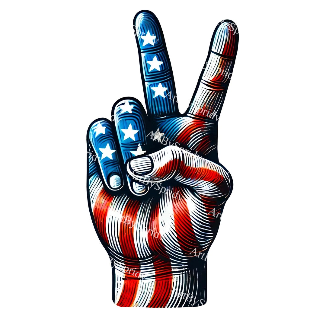 American Flag Peace Sign Transparent PNG Clipart,patriotic Hand Gesture ...