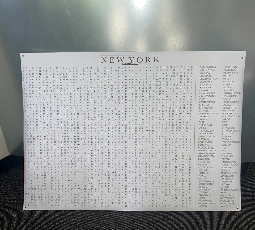 Giant New York Word Search, Christmas Gift, Unique Game, Large Word ...