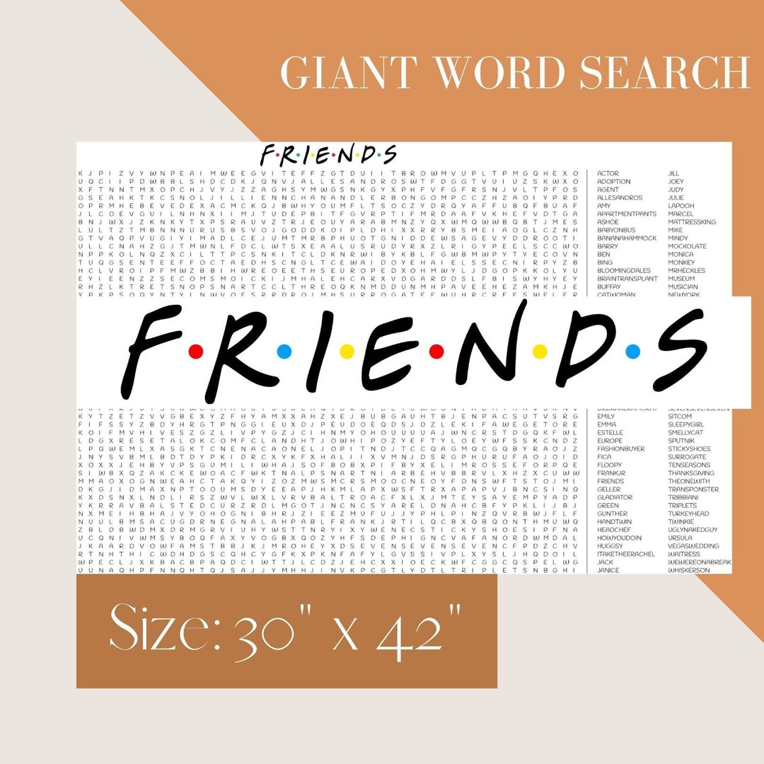 Giant Friends Tv Show Theme Word Search, Giant Word Search, Friends ...