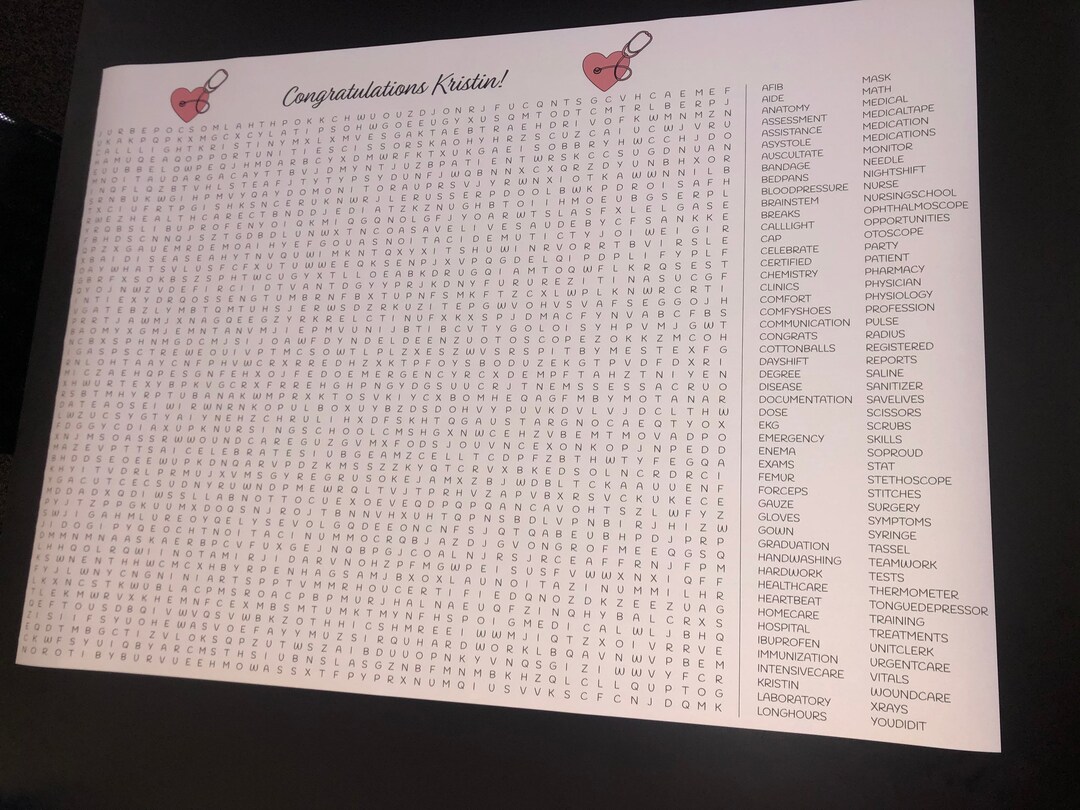 Giant Custom Graduation Word Search, Graduation Gift, Graduation Party ...