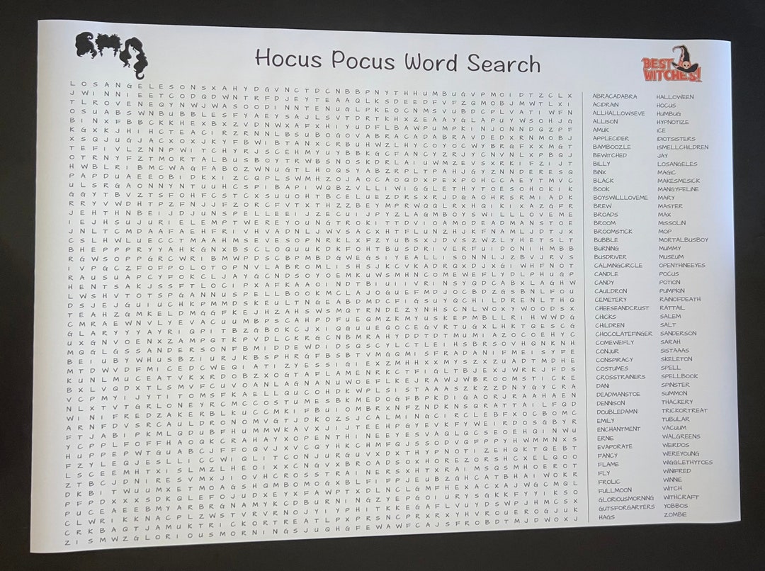Giant Hocus Pocus Wordsearch, Hocus Pocus Game, Giant Wordsearch ...