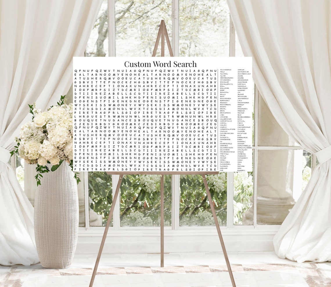 Custom Wedding Wordsearch 30x42 Giant Word | Etsy