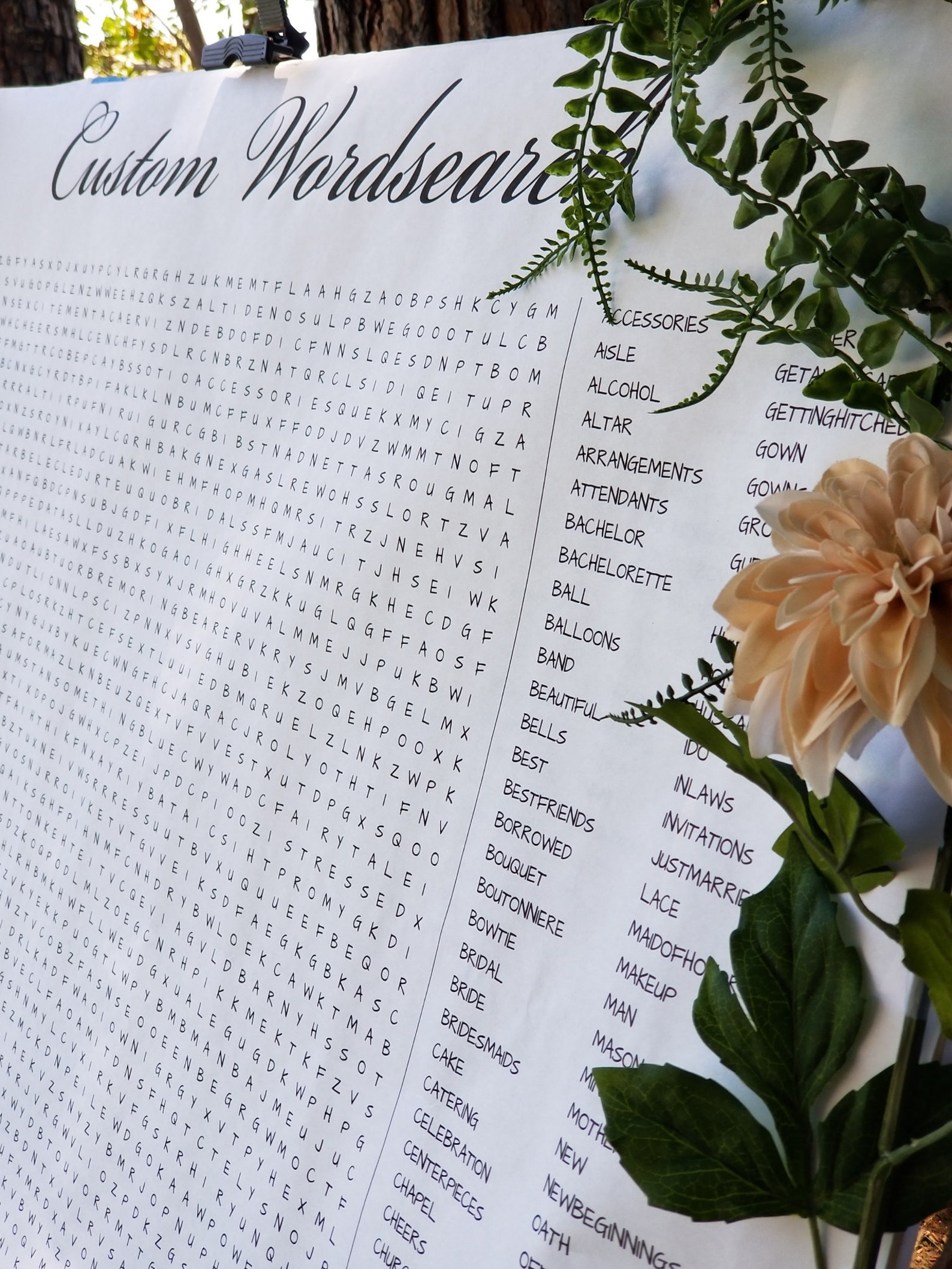Custom Wedding Wordsearch 30x42 Giant Word Search Wedding Activities ...