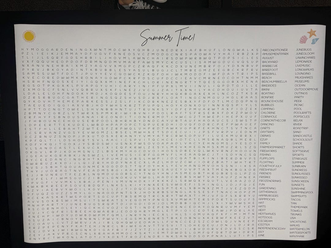 Giant Summer Word Search, Summer Activities, Senior Living Activity ...