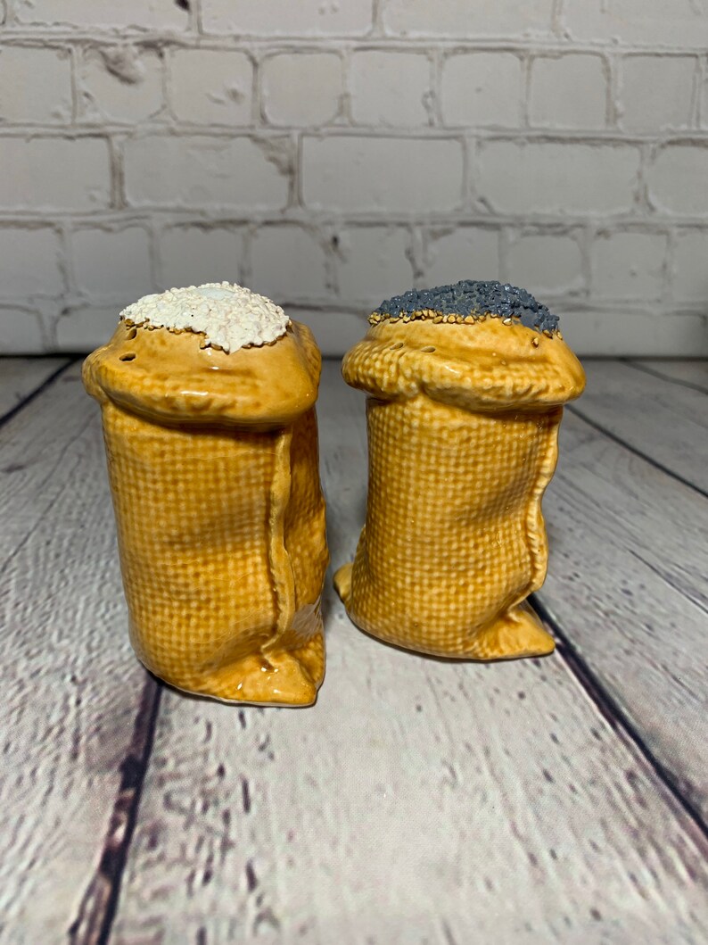 Vintage Ceramic Burlap Sack Salt & Peppers Shakers Delicate Japan - Etsy