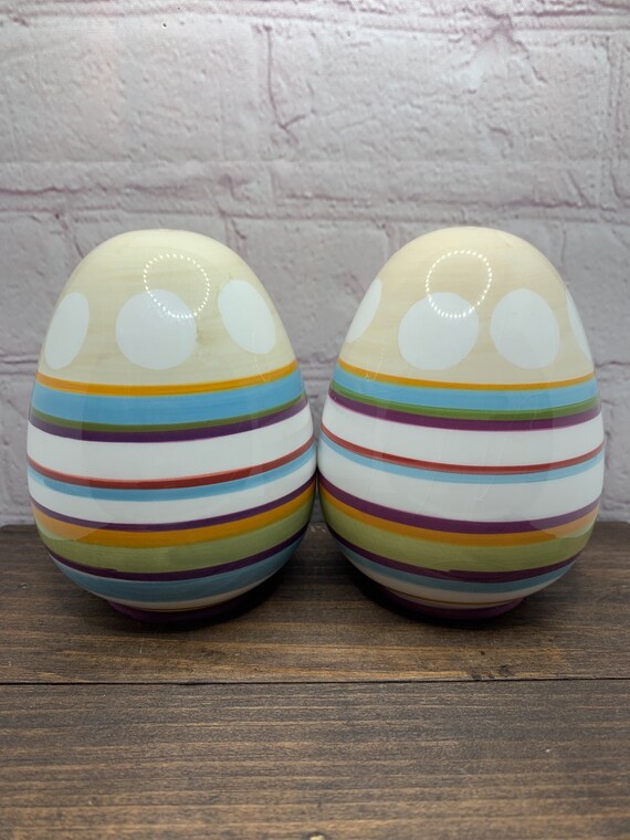 Vintage Ceramic Large Egg Salt & Pepper Shakers-multi-color - Etsy