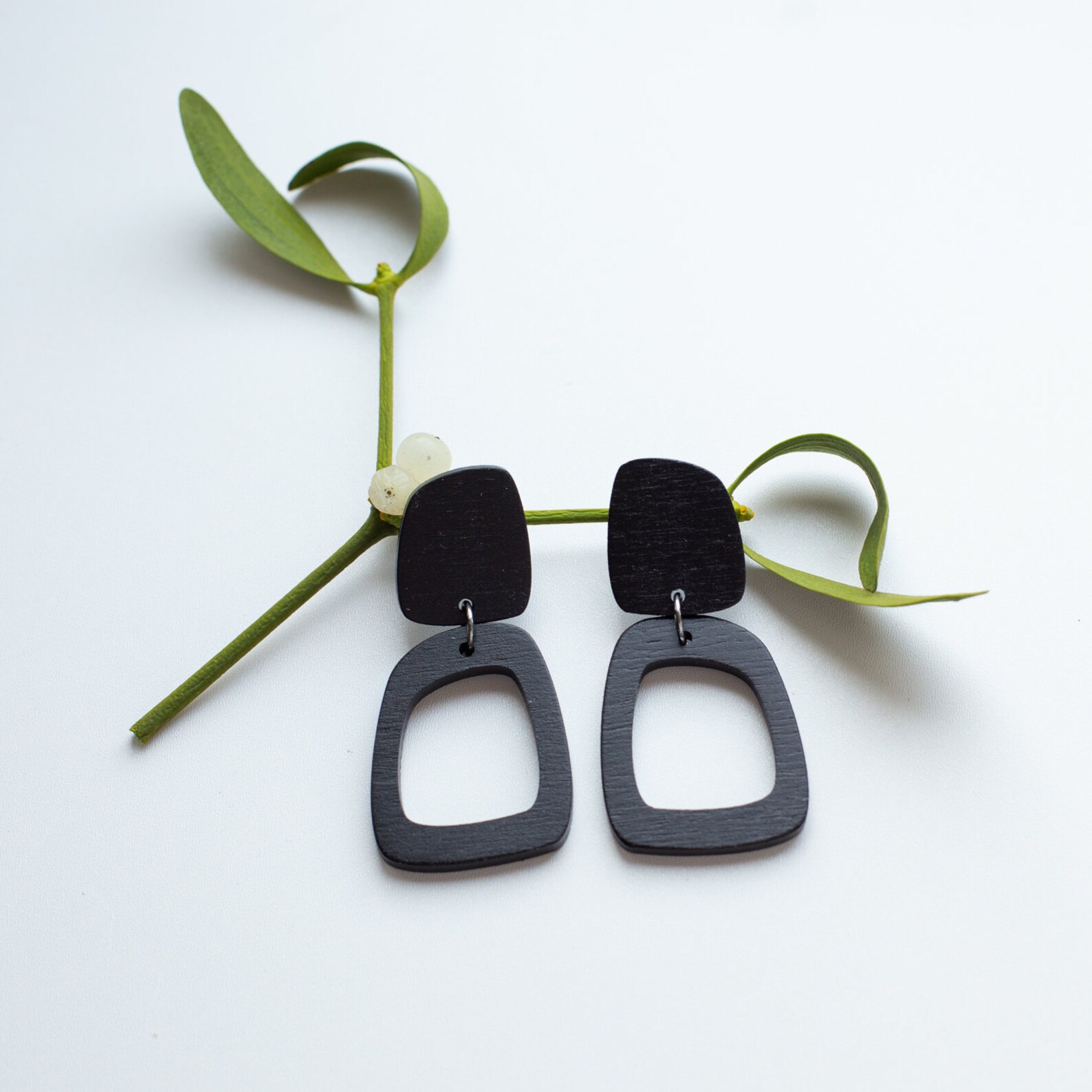 Black Geometric Earrings Modern Abstract Earrings Organic - Etsy