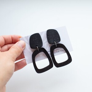 Black Geometric Earrings Modern Abstract Earrings Organic - Etsy