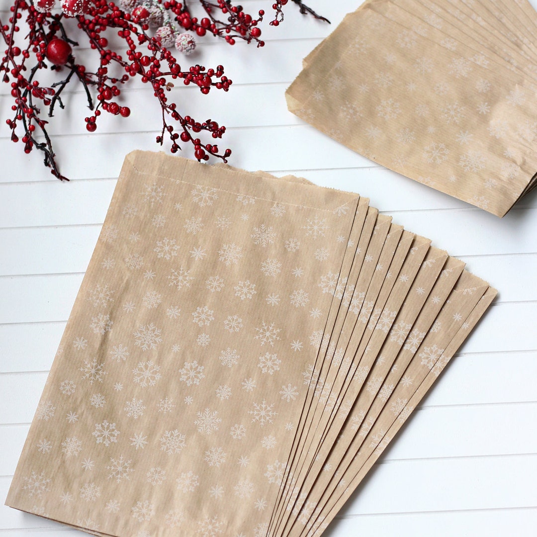 Snow Patterned Paper Bag, Kraft 18x30 100 Pcs - Etsy