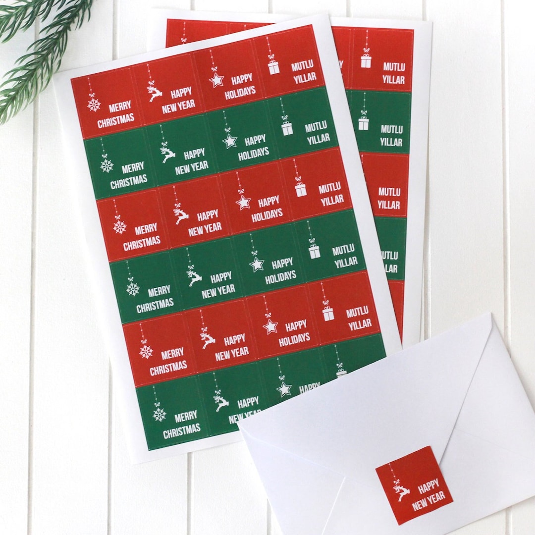 Christmas Messages Sticker Set, 3x3 Cm 4 Pages colour - Etsy