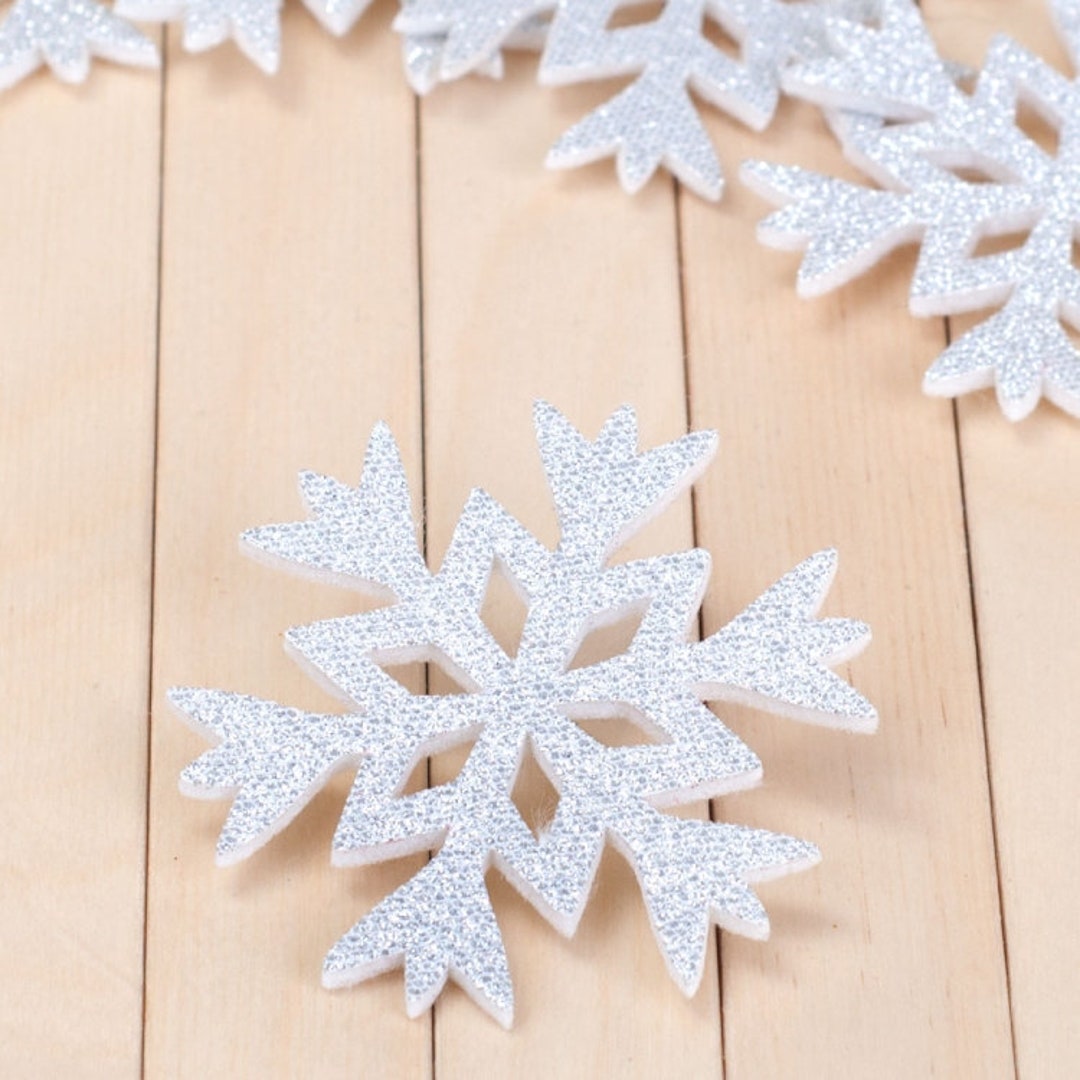 3 Pcs Silver Glitter Felt Snowflake Ornaments for Christmas - Etsy