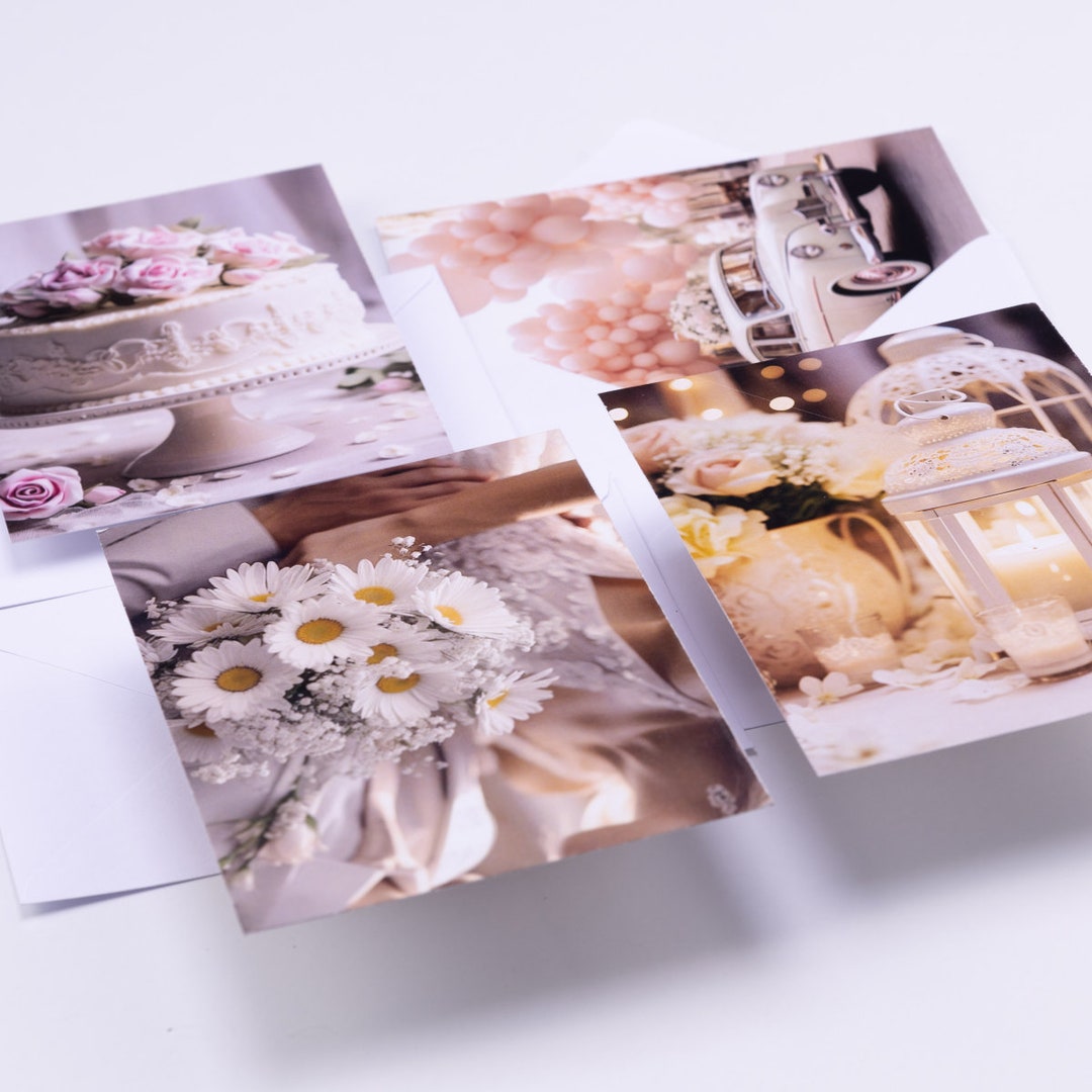 Set of 4 Note Cards, Bride and Groom 1 Set without Envelope - Etsy