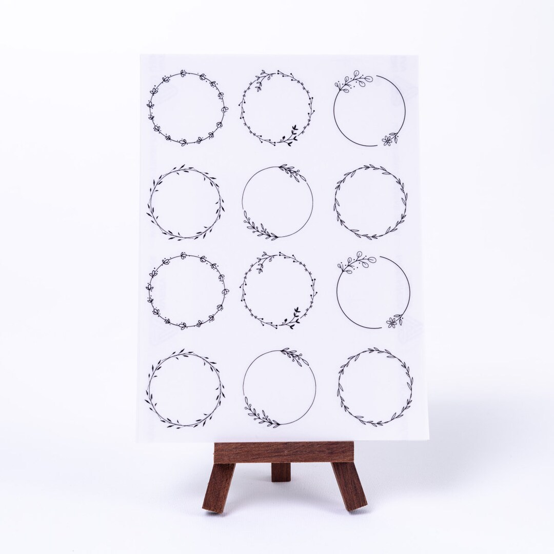 Set of 12 Shaped Frame Transparent Stickers for Writing Notes, Circle ...