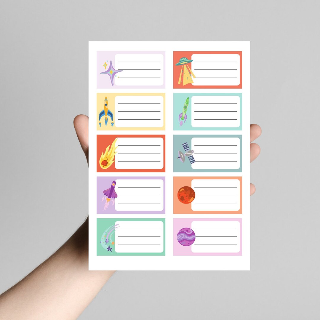 Space School Hang Tags Sticker With Name Tags, 6.4x3.5 Cm 10 Sheets - Etsy