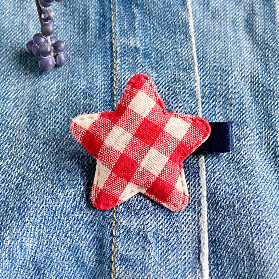 Plaid Star Clip Buckle, Red and White - Etsy