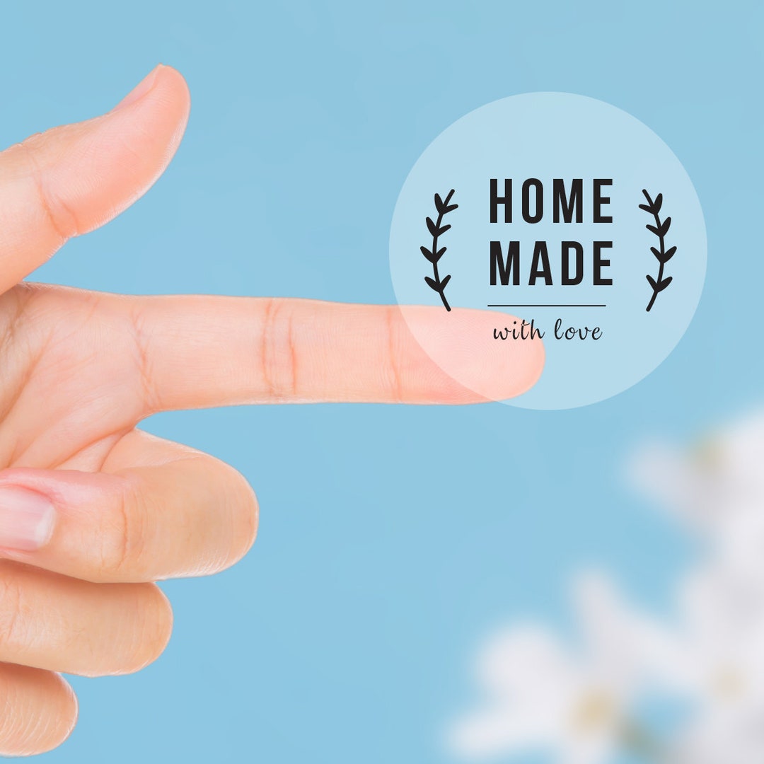 200 Pcs / 10 Sheets Clear 'home Made' Round Stickers - Etsy