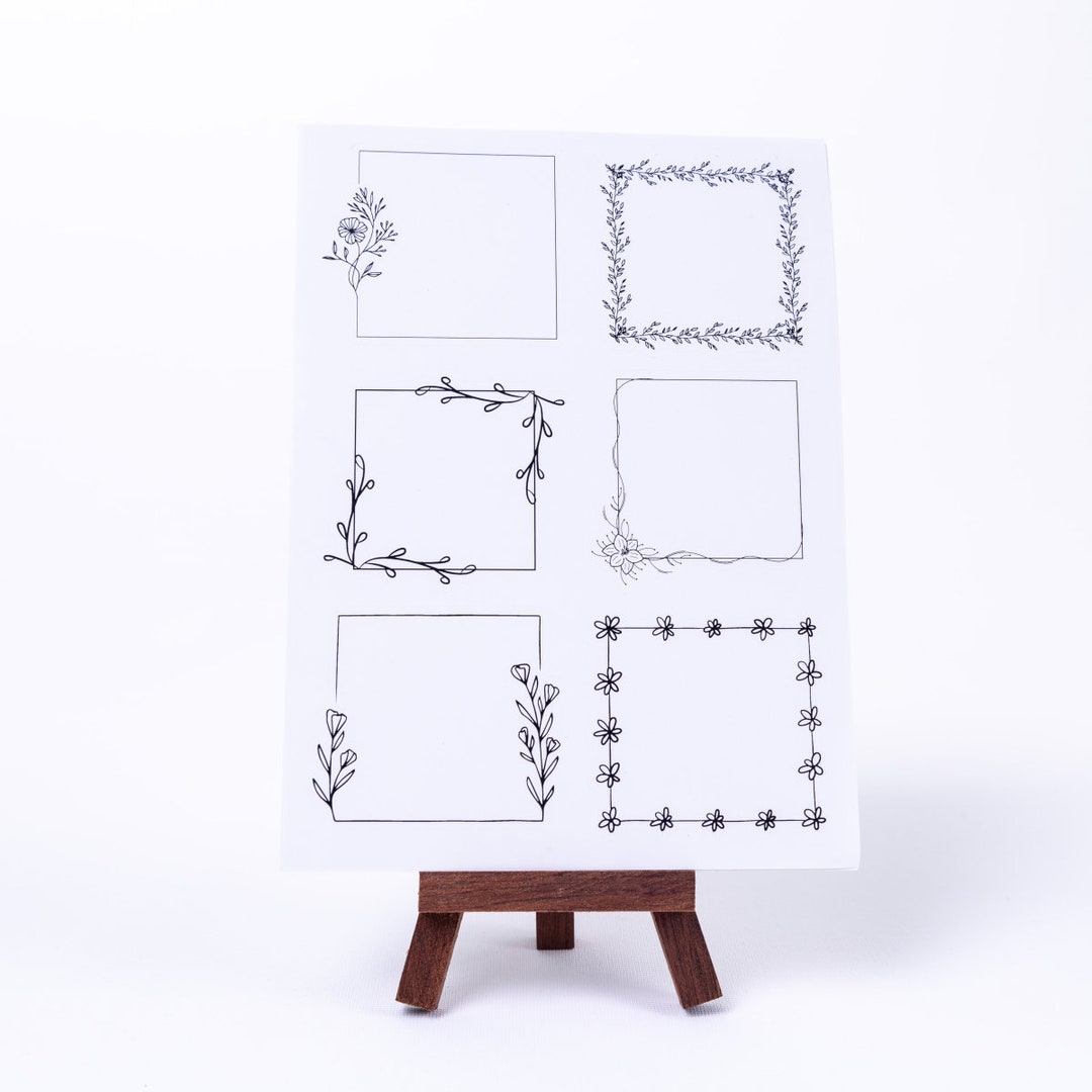 Set of 6 Shaped Transparent Frame Stickers for Writing Notes, Square ...